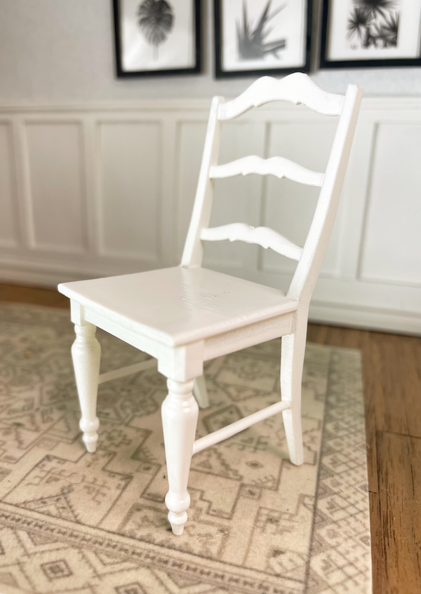 1:12 Scale Dollhouse White Ladder Chair – Mustard Miniatures